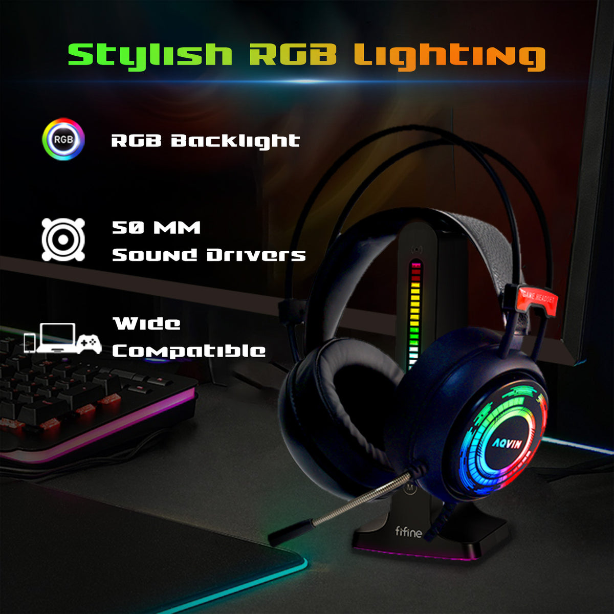 AQVIN Q300 RGB Wired Gaming Headset